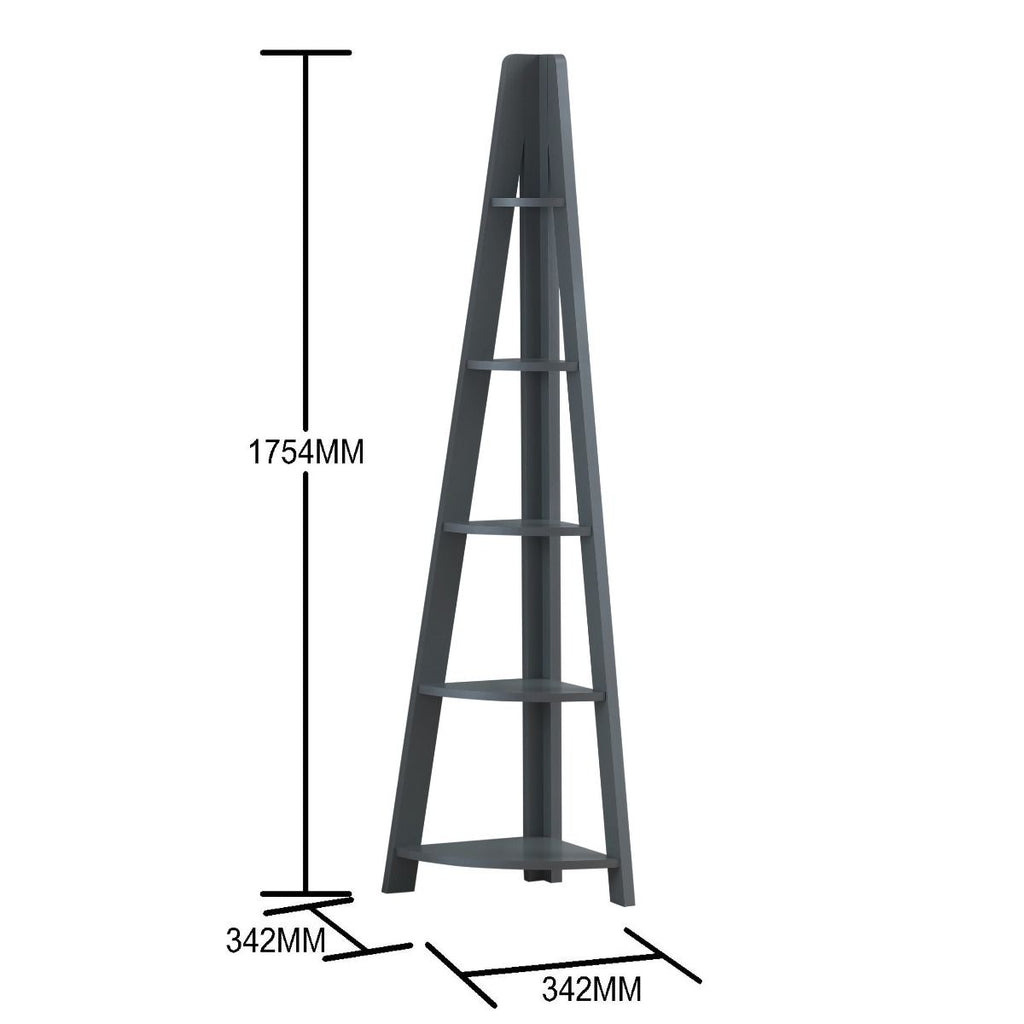 5 Tier Corner Ladder Shelving Storage Shelves Bookcase Unit – Lavish ...